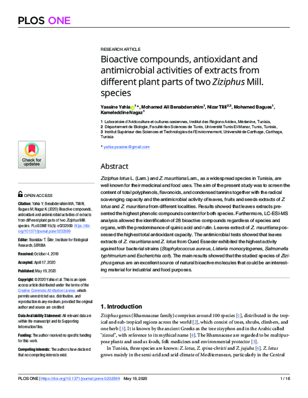 (PDF) Bioactive compounds, antioxidant and antimicrobial activities of extracts from different ...