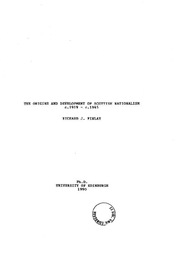(PDF) The origins and development of Scottish nationalism c.1919-c.1945