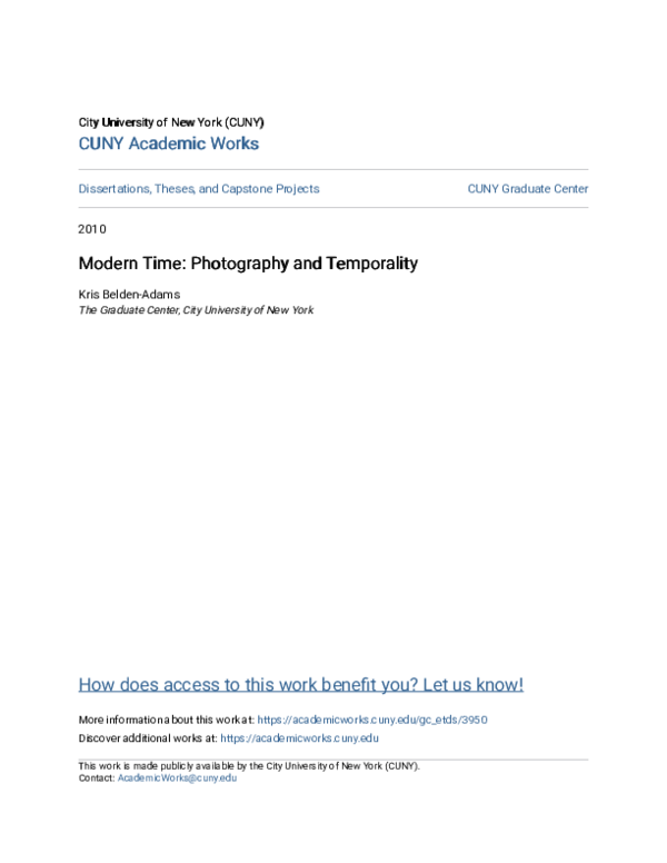 (PDF) Modern Time: Photography and Temporality