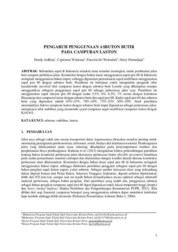 (PDF) PENGARUH PENGGUNAAN ASBUTON BUTIR PADA CAMPURAN LASTON (The ...