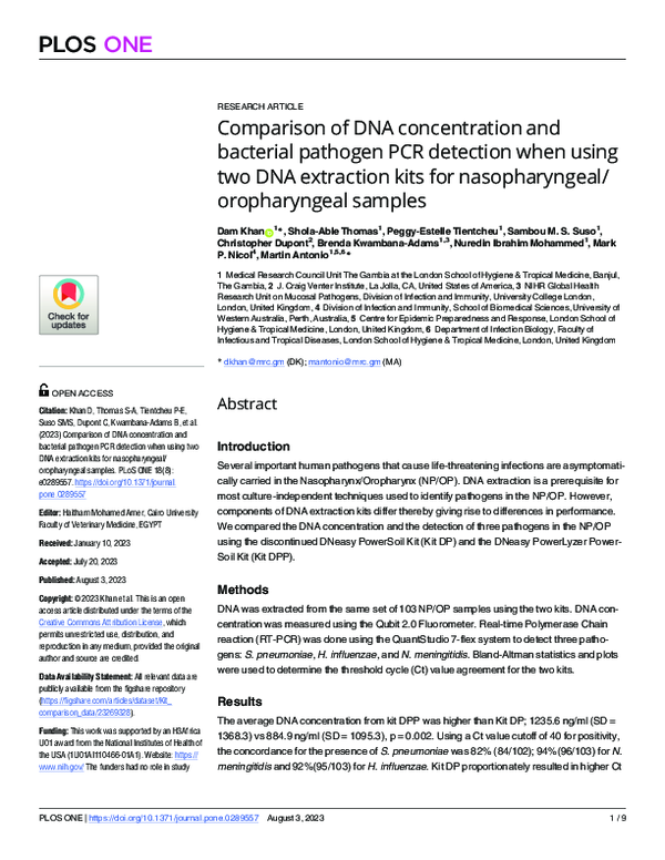 (PDF) Comparison of DNA concentration and bacterial pathogen PCR ...