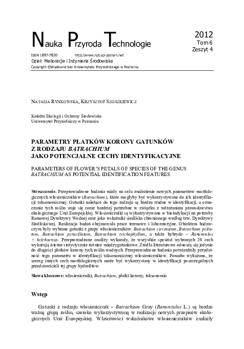 (PDF) Parameters of flower’s petals of species of the genus Batrachium ...