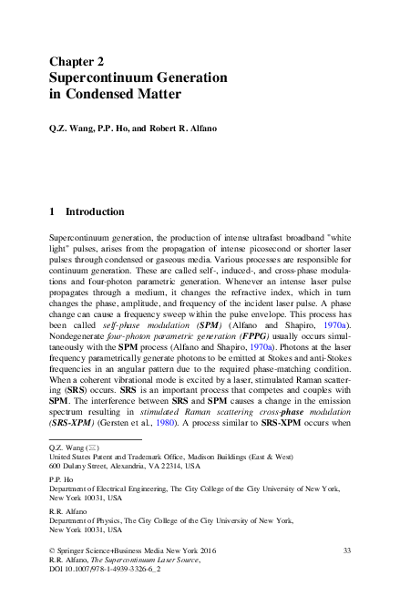 (PDF) Supercontinuum Generation in Condensed Matter