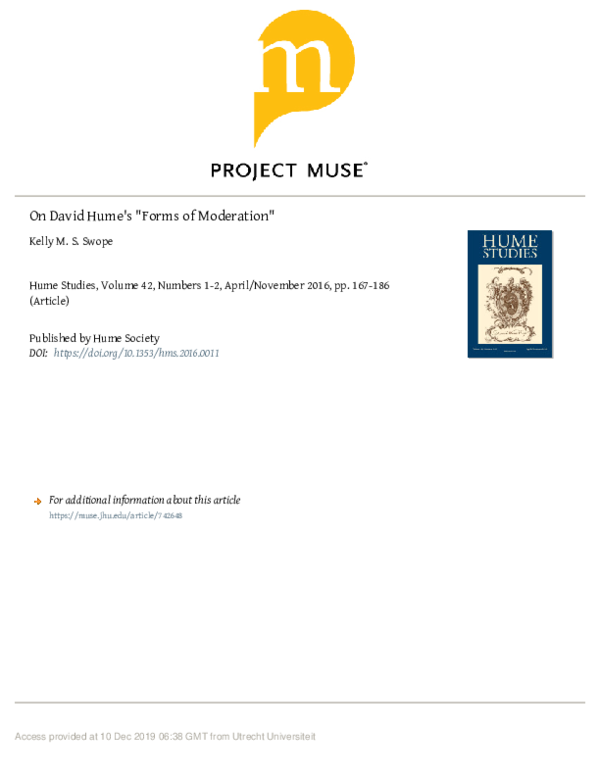 (PDF) On David Hume's "Forms of Moderation