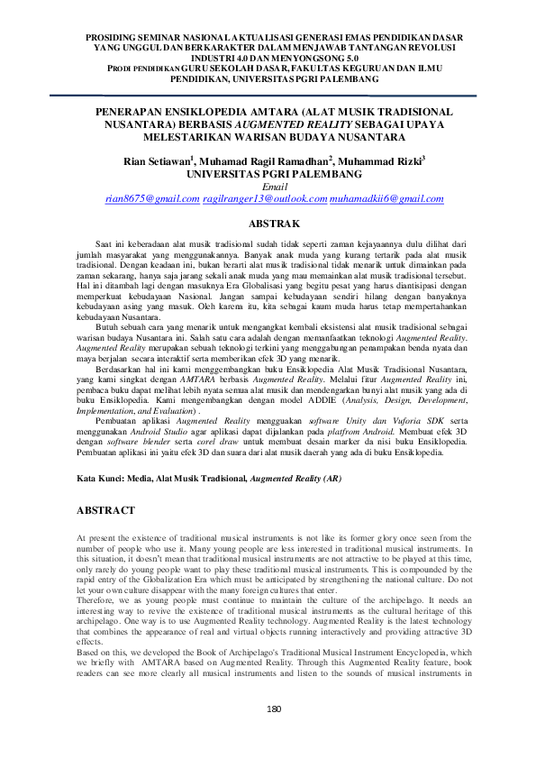 (PDF) Penerapan Ensiklopedia Amtara (Alat Musik Tradisional Nusantara) Berbasis Augmented ...