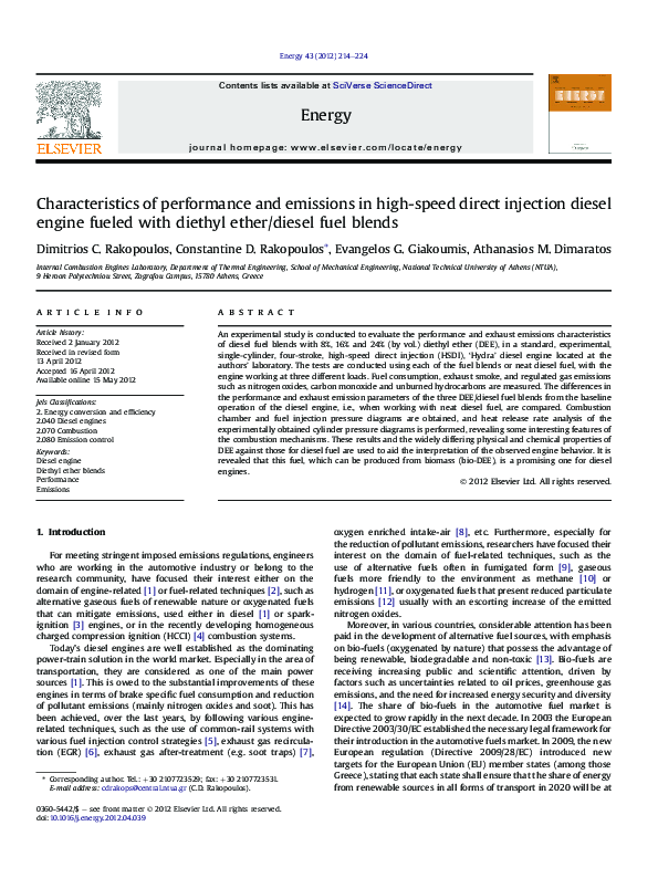 (PDF) Characteristics of performance and emissions in high-speed direct ...