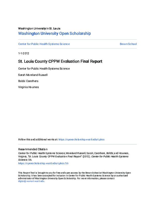 (PDF) St. Louis County CPPW Evaluation Final Report | Sarah Moreland-russell - Academia.edu