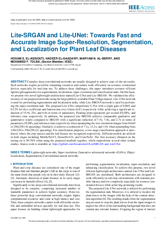 Pdf Lite Srgan And Lite Unet Towards Fast And Accurate Image Super