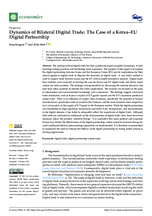 (PDF) Dynamics of Bilateral Digital Trade: The Case of a Korea–EU ...