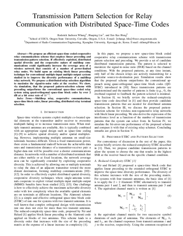 (PDF) Transmission pattern selection for relay communication with ...