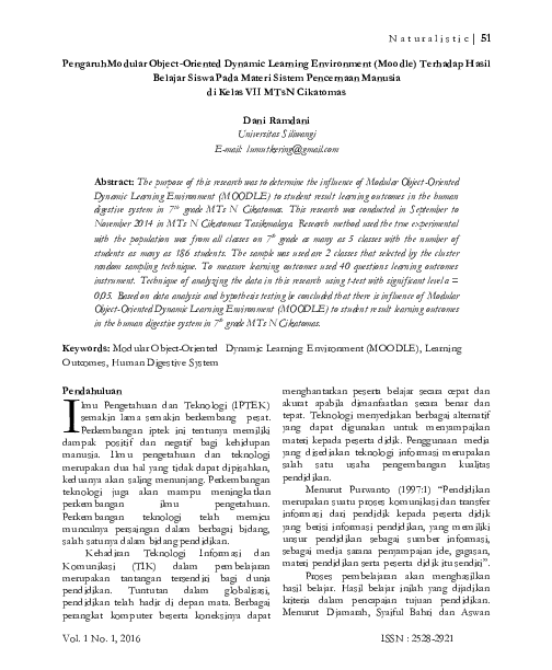 (PDF) Pengaruh Modular Object-Oriented Dynamic Learning Environment (Moodle) Terhadap Hasil ...