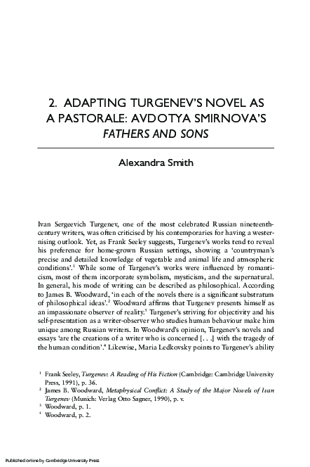 (PDF) Adapting Turgenev’s Novel as a Pastoral: Avdotya Smirnova’s ...