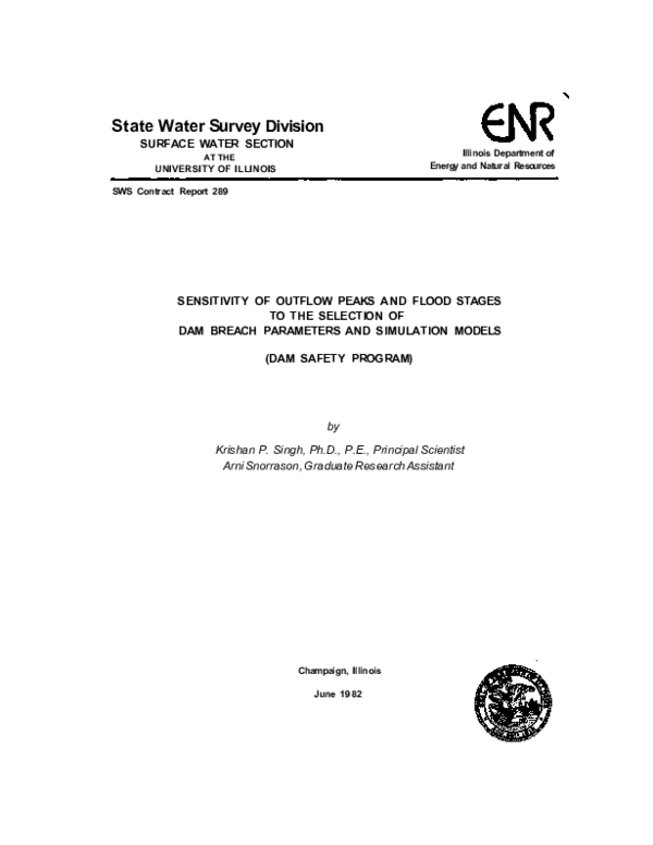 (PDF) Sensitivity of Outflow Peaks and Flood Stages to the Selection of Dam Breach Parameters ...