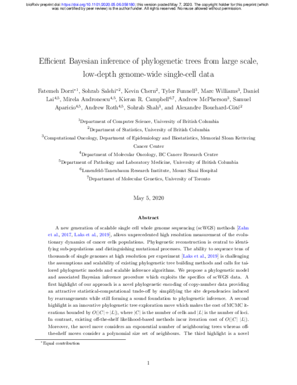 (PDF) Cancer phylogenetic tree inference at scale from 1000s of single ...