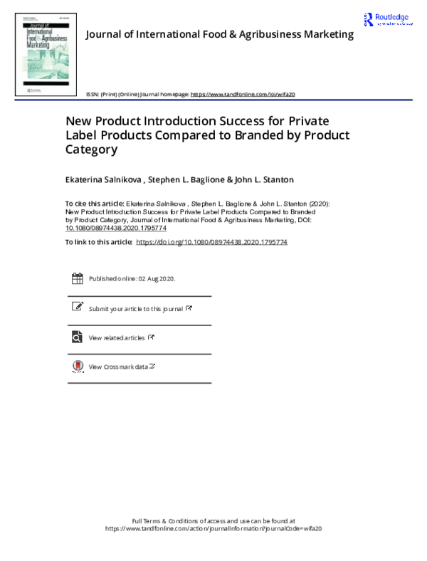 (PDF) New Product Introduction Success for Private Label Products ...