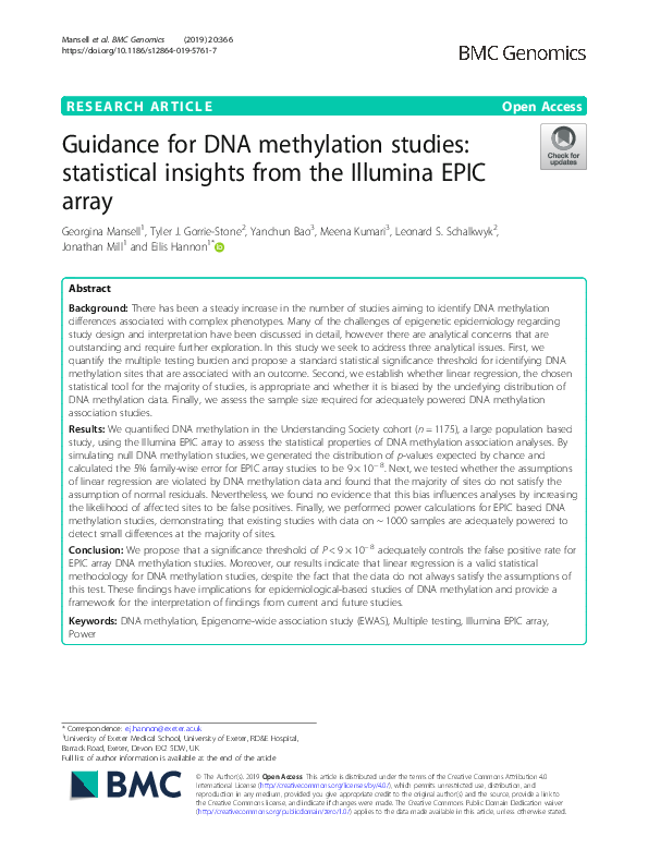 (PDF) Guidance for DNA methylation studies: statistical insights from ...