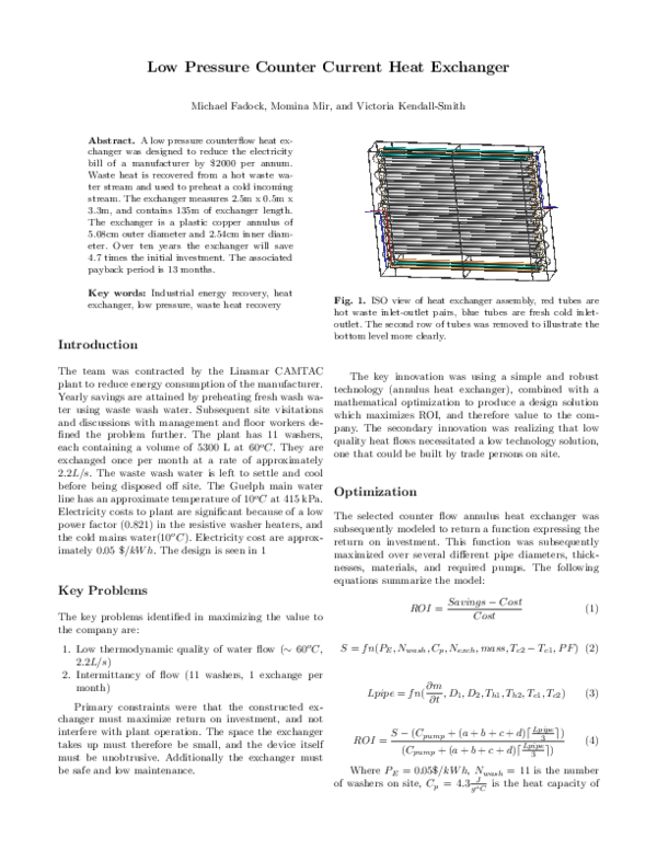 (PDF) Low Pressure Counter Current Heat Exchanger