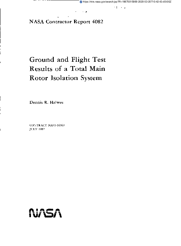 (PDF) Ground and flight test results of a total main rotor isolation system