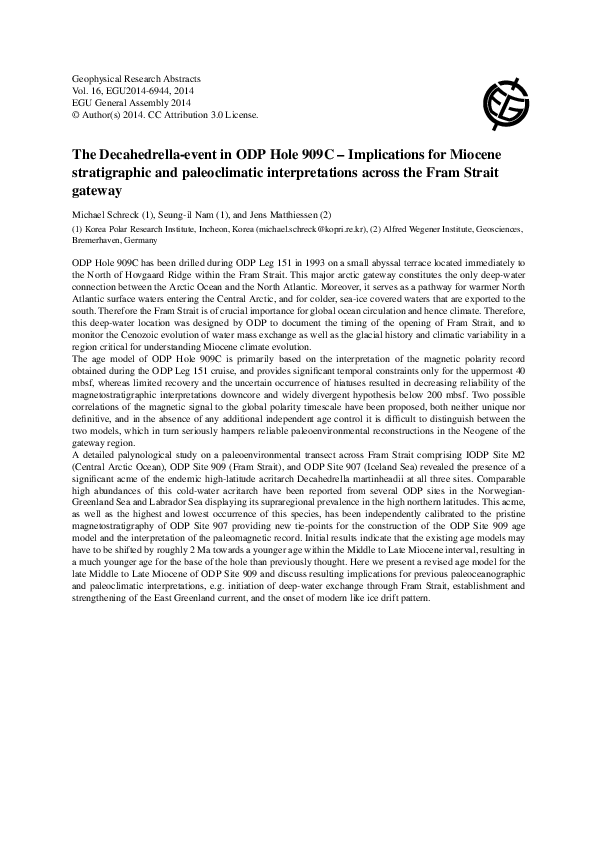 (PDF) The Decahedrella-event in ODP Hole 909C ？ Implications for ...