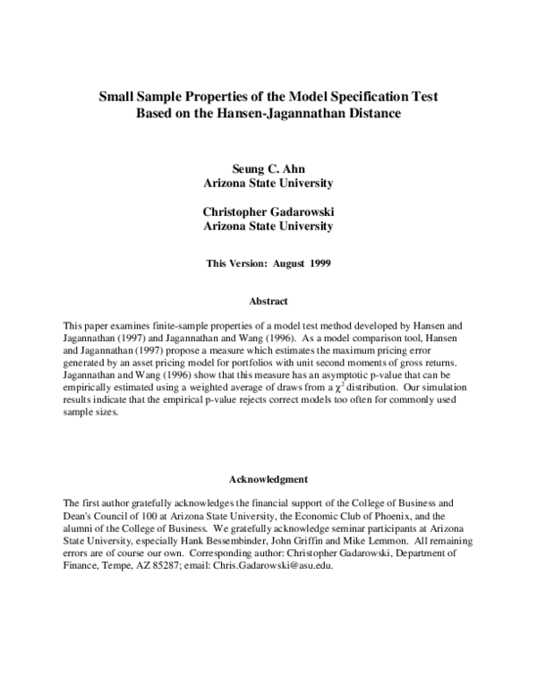 (PDF) Small sample properties of the GMM specification test based on ...