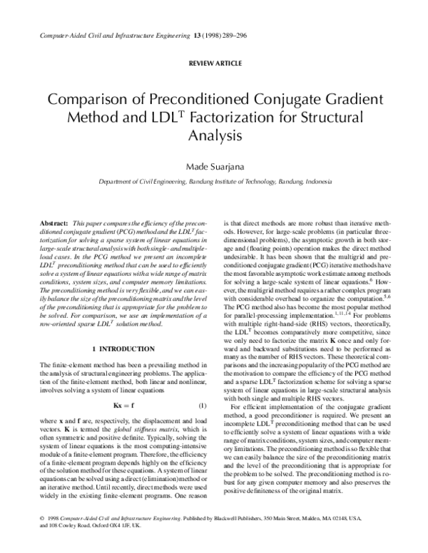 (PDF) Comparison of Preconditioned Conjugate Gradient Method and LDLT ...