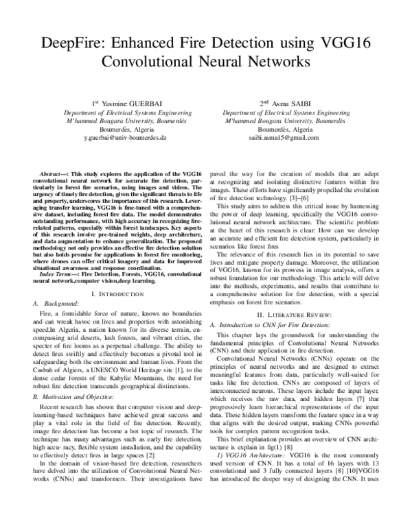 (PDF) DeepFire: Enhanced Fire Detection using VGG16 Convolutional ...