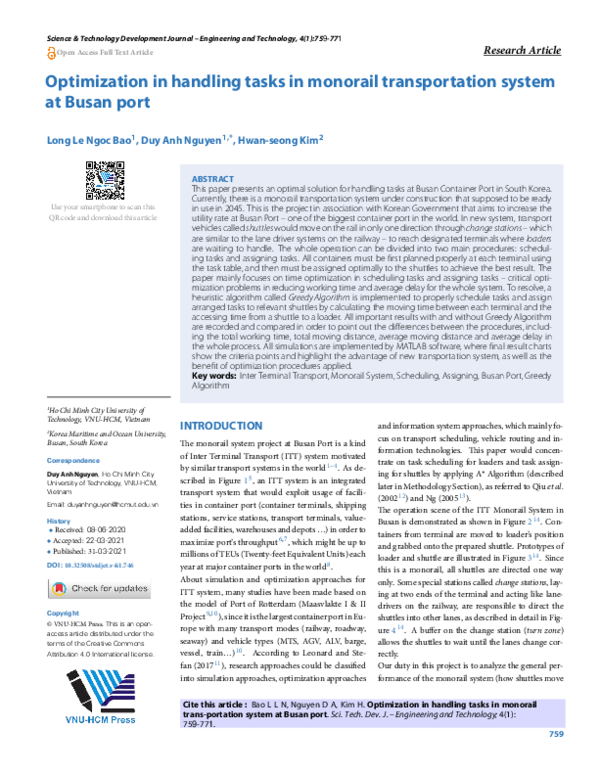 (PDF) Optimization in Handling Tasks in Monorail Transportation System ...