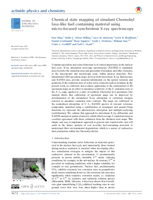 (PDF) Chemical state mapping of simulant Chernobyl lava-like fuel ...