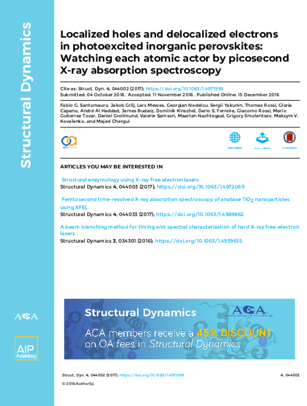 (PDF) Localized holes and delocalized electrons in photoexcited ...