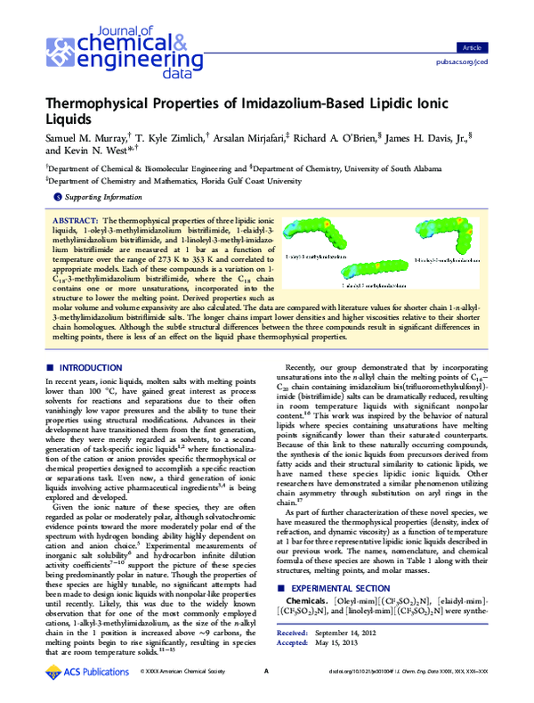 (PDF) Thermophysical Properties of Imidazolium-Based Lipidic Ionic Liquids