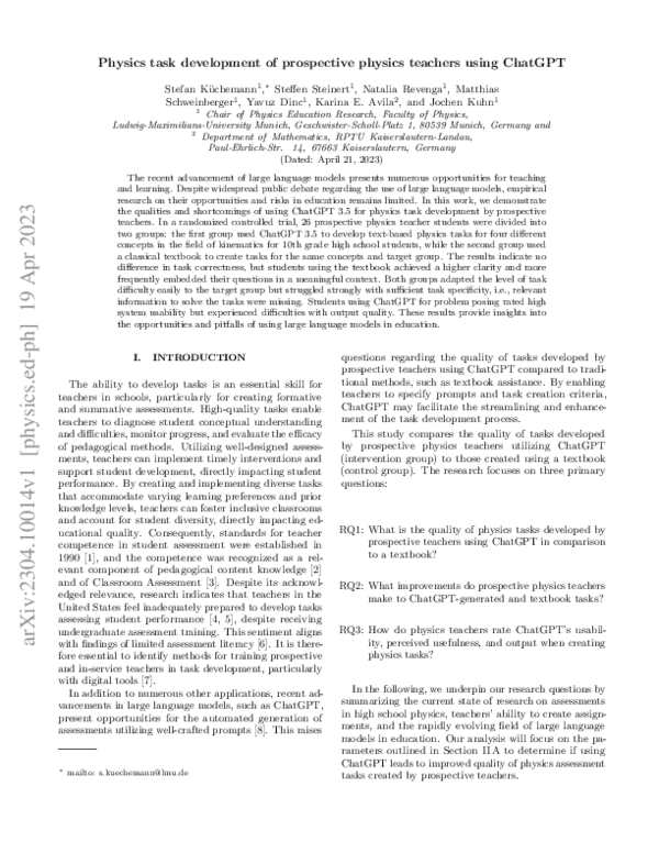 (PDF) Physics task development of prospective physics teachers using ChatGPT