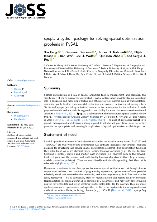 Pdf Spopt A Python Package For Solving Spatial Optimization Problems