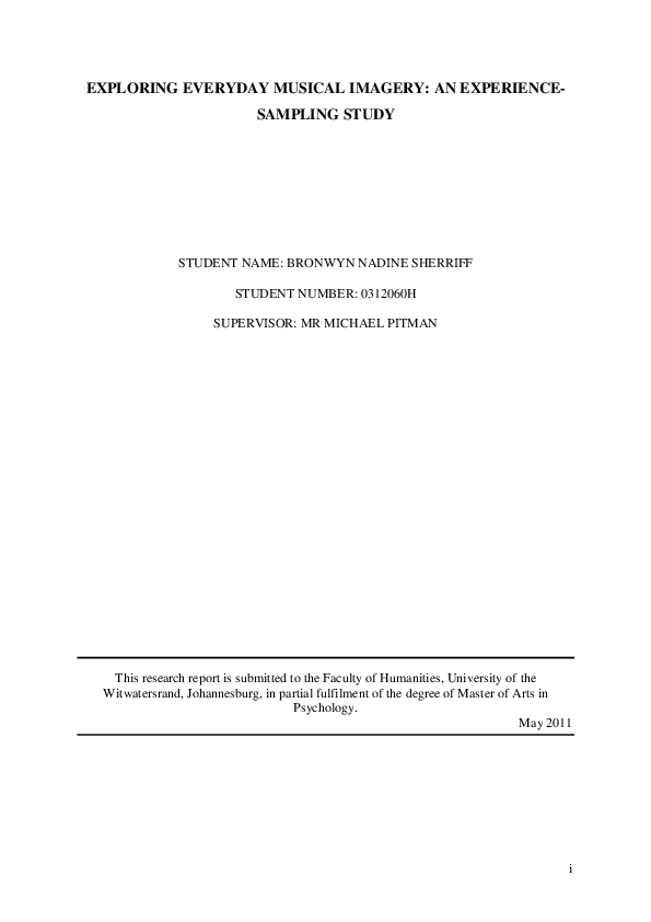 (PDF) Exploring everyday musical imagery : an experience-sampling study