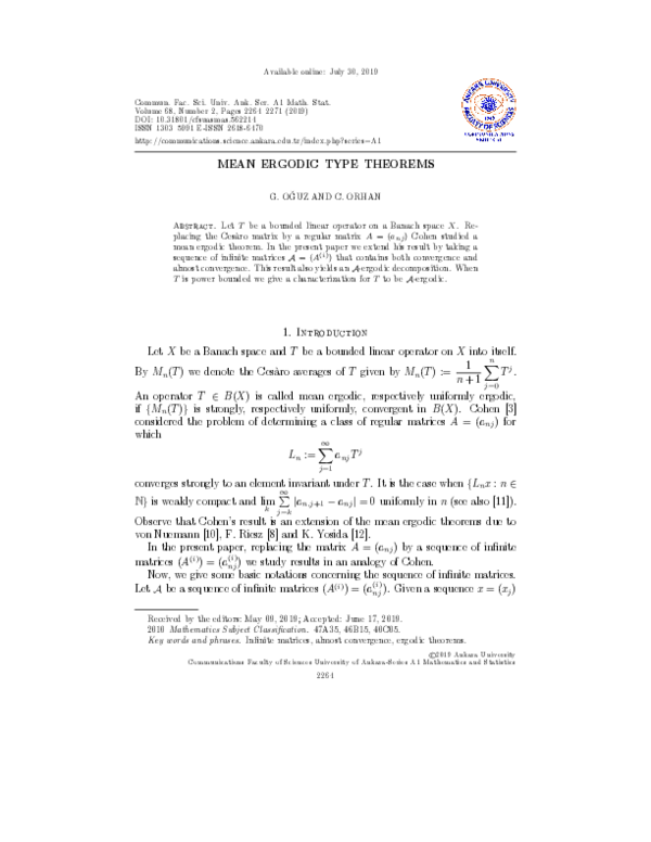 Pdf Mean Ergodic Theorems