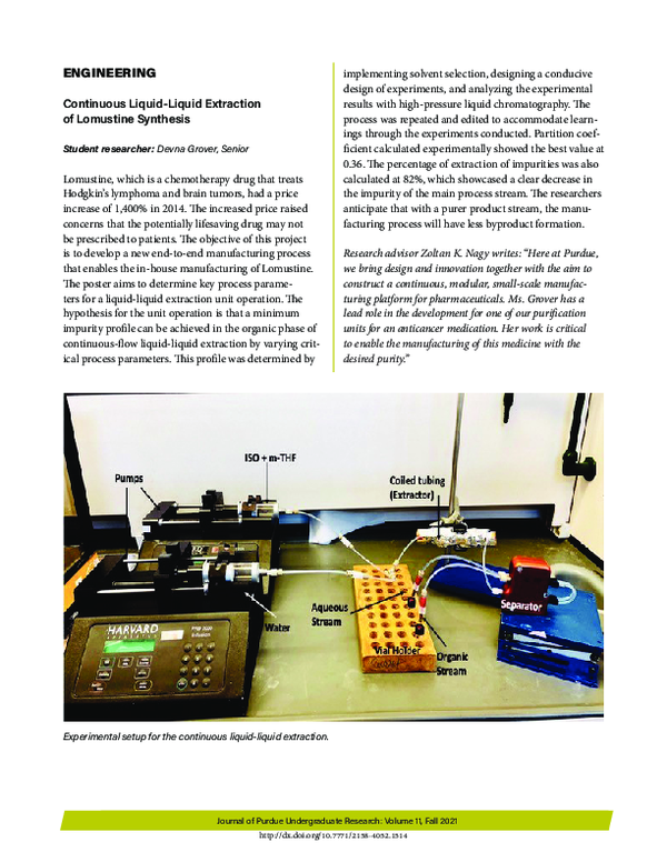 (PDF) Continuous Liquid-Liquid Extraction of Lomustine Synthesis