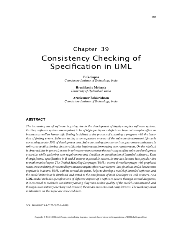 Pdf Consistency Checking Of Specification In Uml Hrushikesha Mohanty