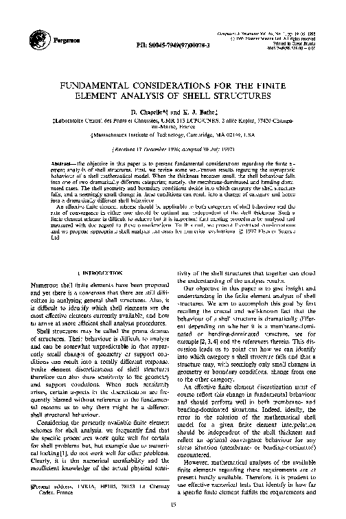 (PDF) Fundamental considerations for the finite element analysis of shell structures