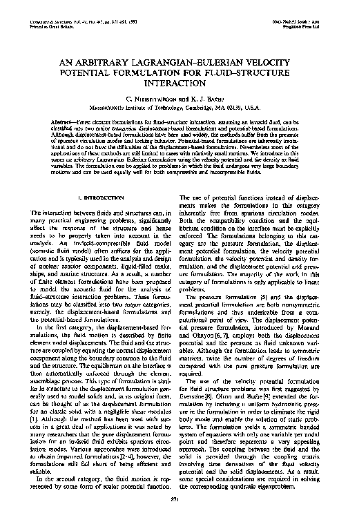 Pdf An Arbitrary Lagrangian Eulerian Velocity Potential Formulation