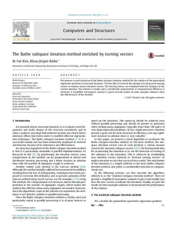 (PDF) The Bathe subspace iteration method enriched by turning vectors