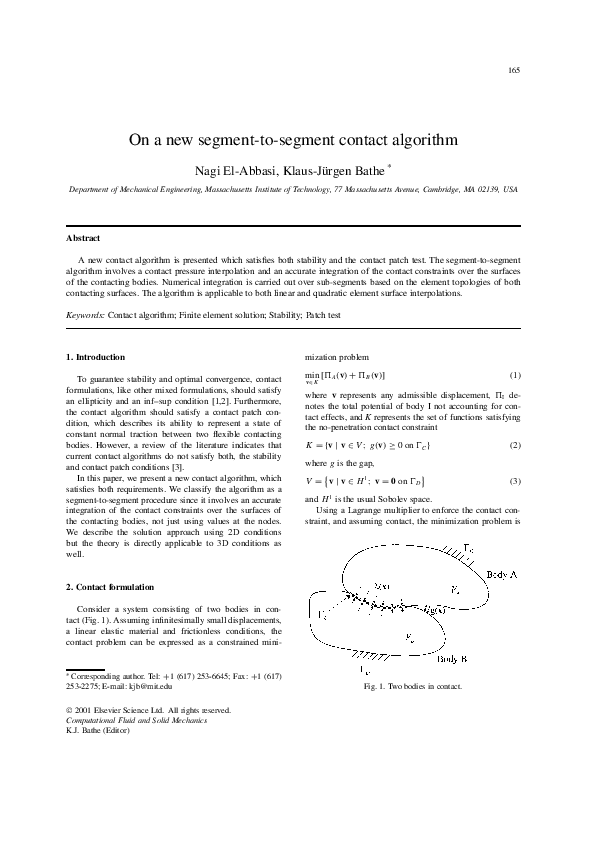 (PDF) On a new segment-to-segment contact algorithm