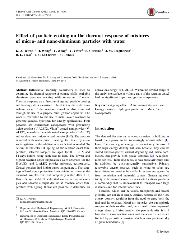 (PDF) Effect of particle coating on the thermal response of mixtures of ...