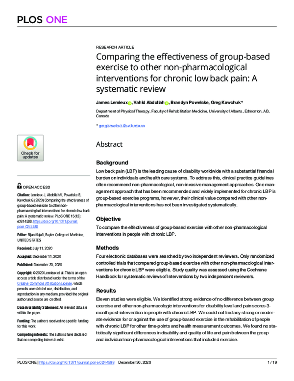 (PDF) Comparing the effectiveness of group-based exercise to other non-pharmacological ...