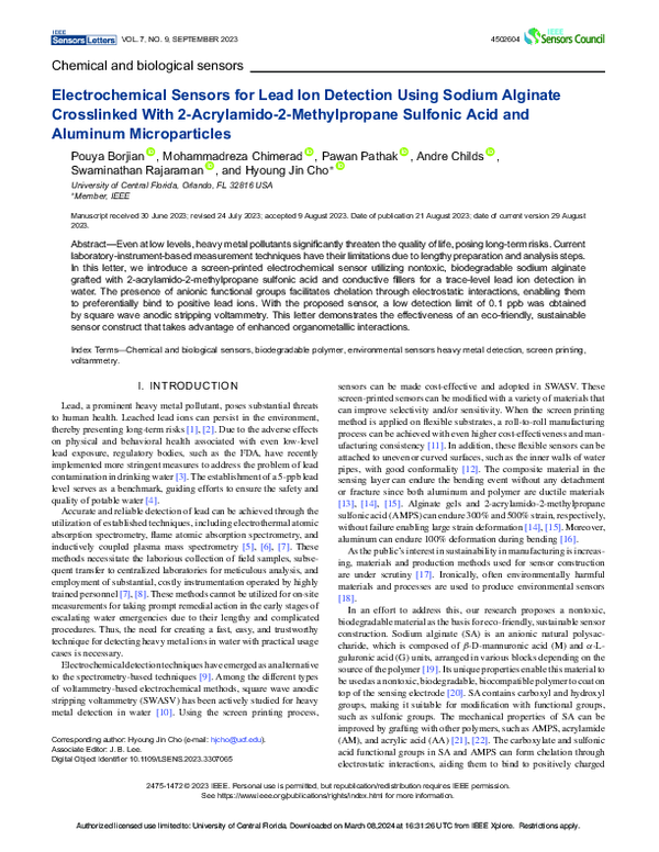 (PDF) Electrochemical Sensors for Lead Ion Detection Using Sodium ...