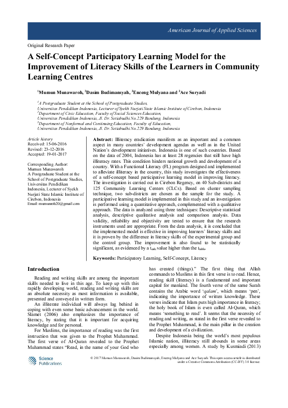 (PDF) A Self-Concept Participatory Learning Model for the Improvement ...