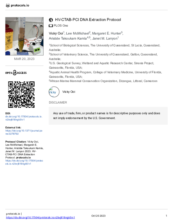 (PDF) HV-CTAB-PCI DNA Extraction Protocol v1