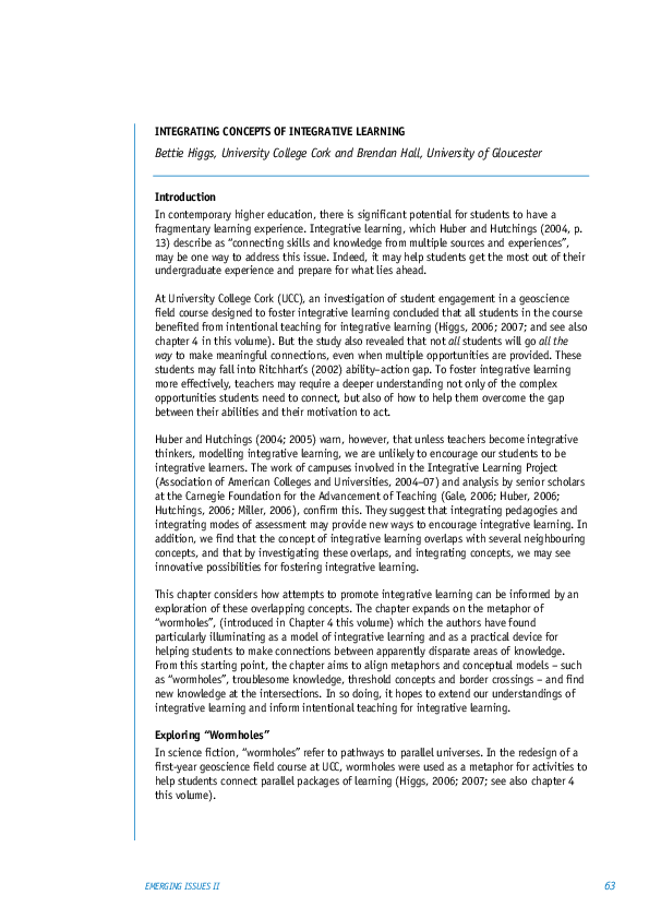 (PDF) Integrating Concepts of Integrative Learning