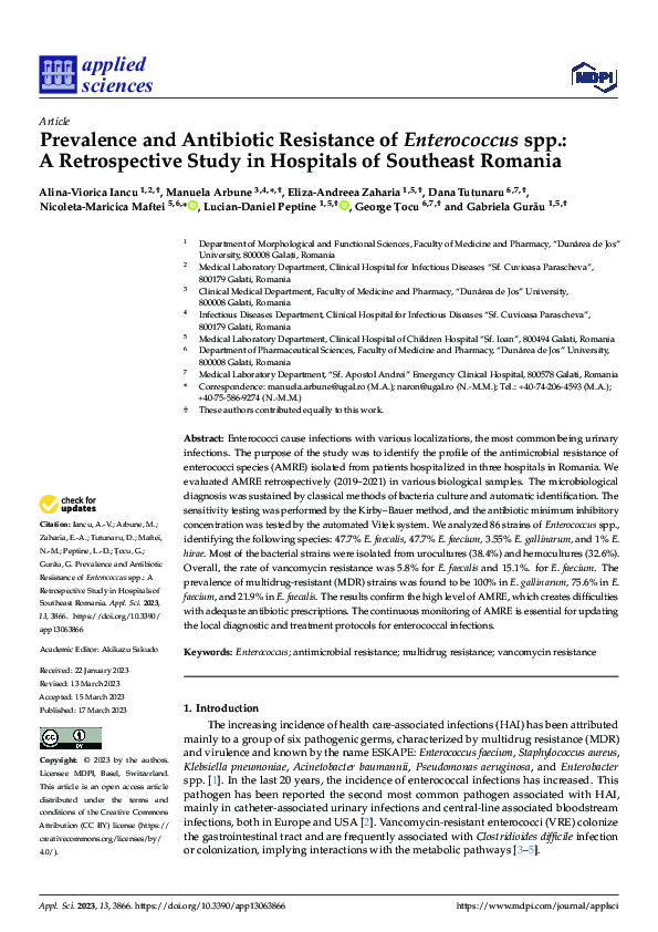 Prevalence And Antibiotic Resistance Of Enterococcus Spp A