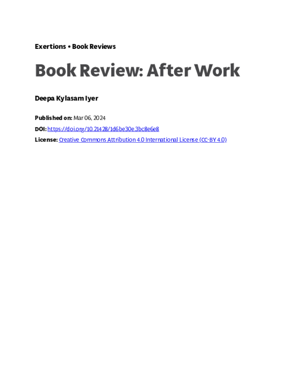 (PDF) Book Review: After Work