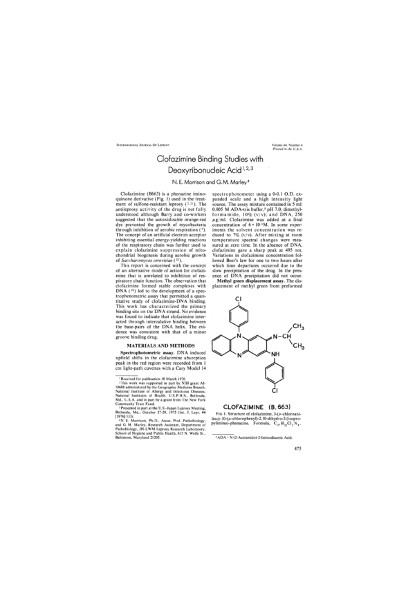(PDF) Clofazimine binding studies with deoxyribonucleic acid