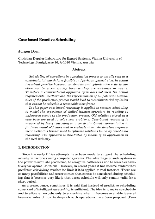 (PDF) Case-based reactive scheduling